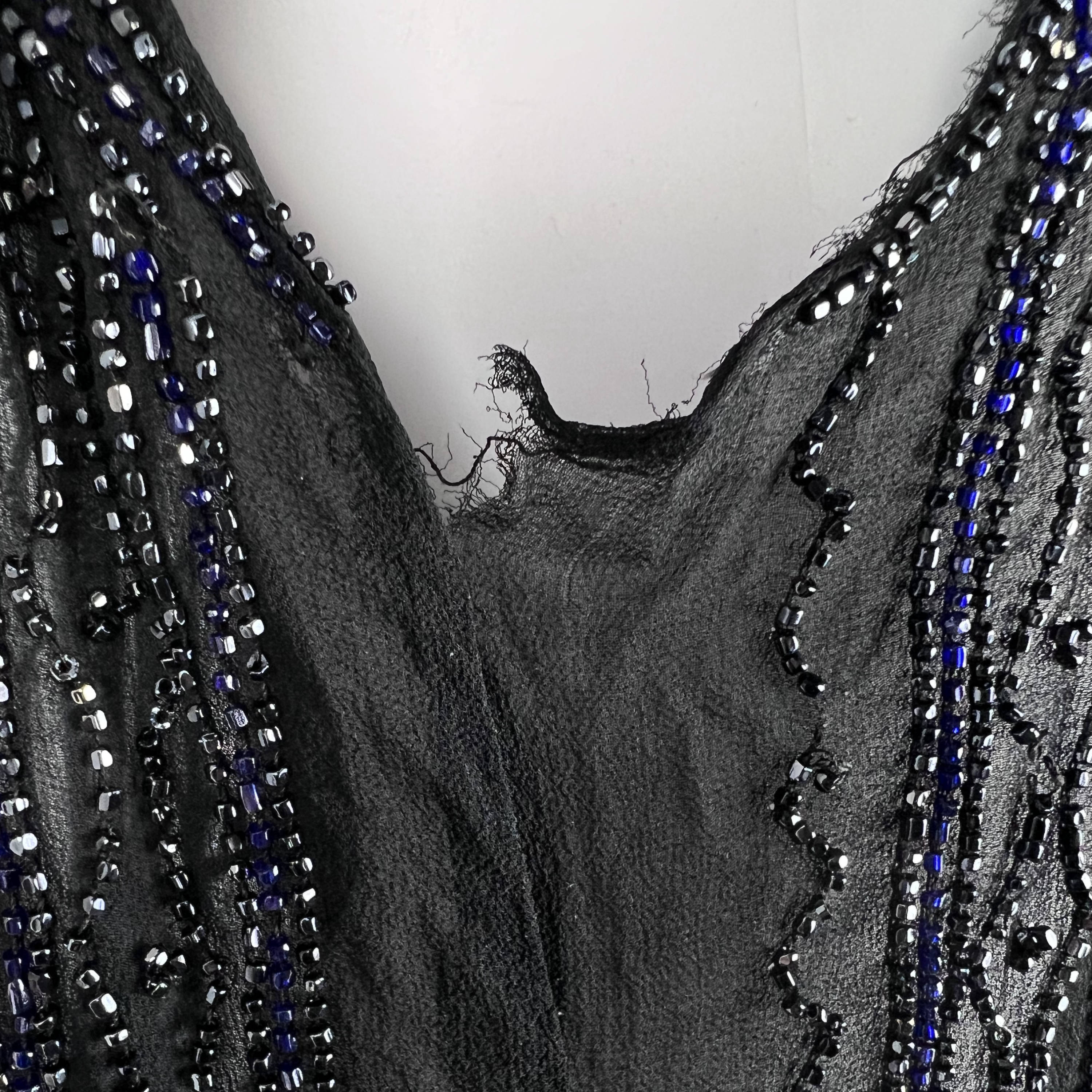Vintage 1920s Flapper Dress Beaded Silk Chiffon Size M as is