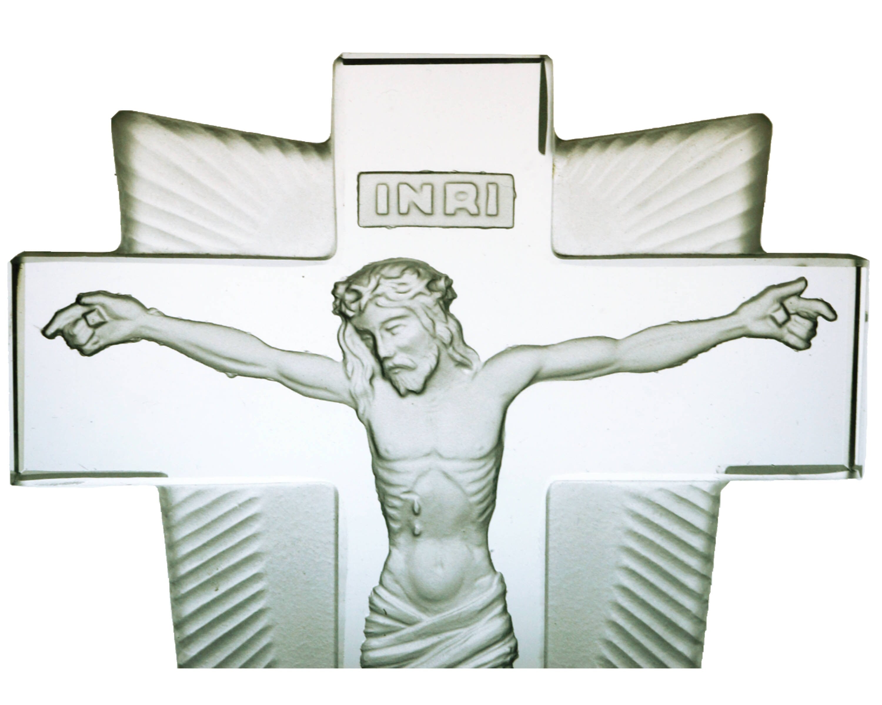 Art Deco 1930s Curt Schlevogt Ingrid Glass Crucifix Jesus on Cross ...