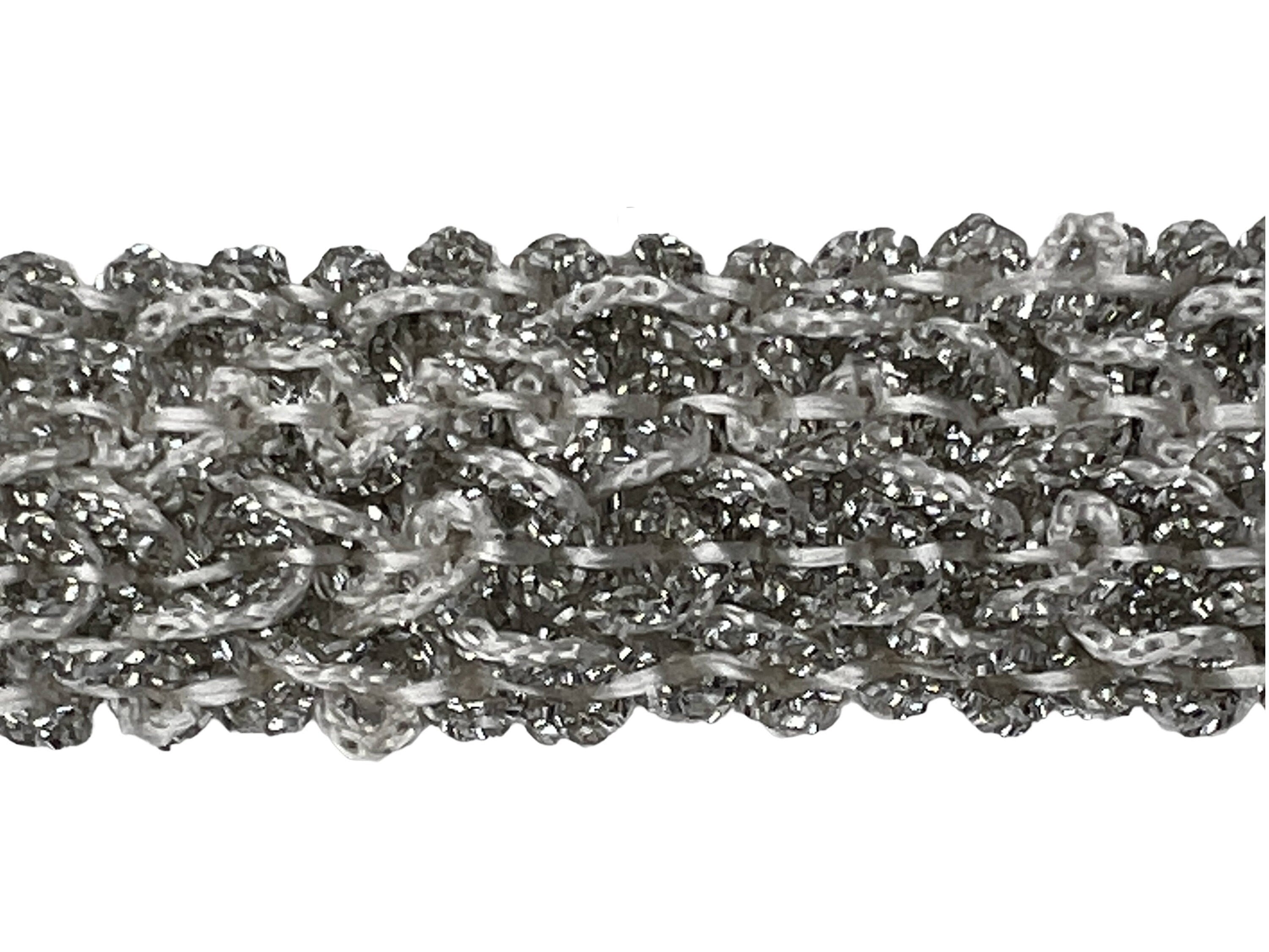 Vintage 1960s Silver Metallic Trim 11+ Yards