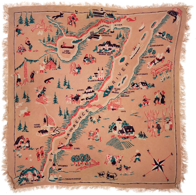 Vintage 1930s Quebec Province Souvenir Scarf Rare Name Anglicisms ...