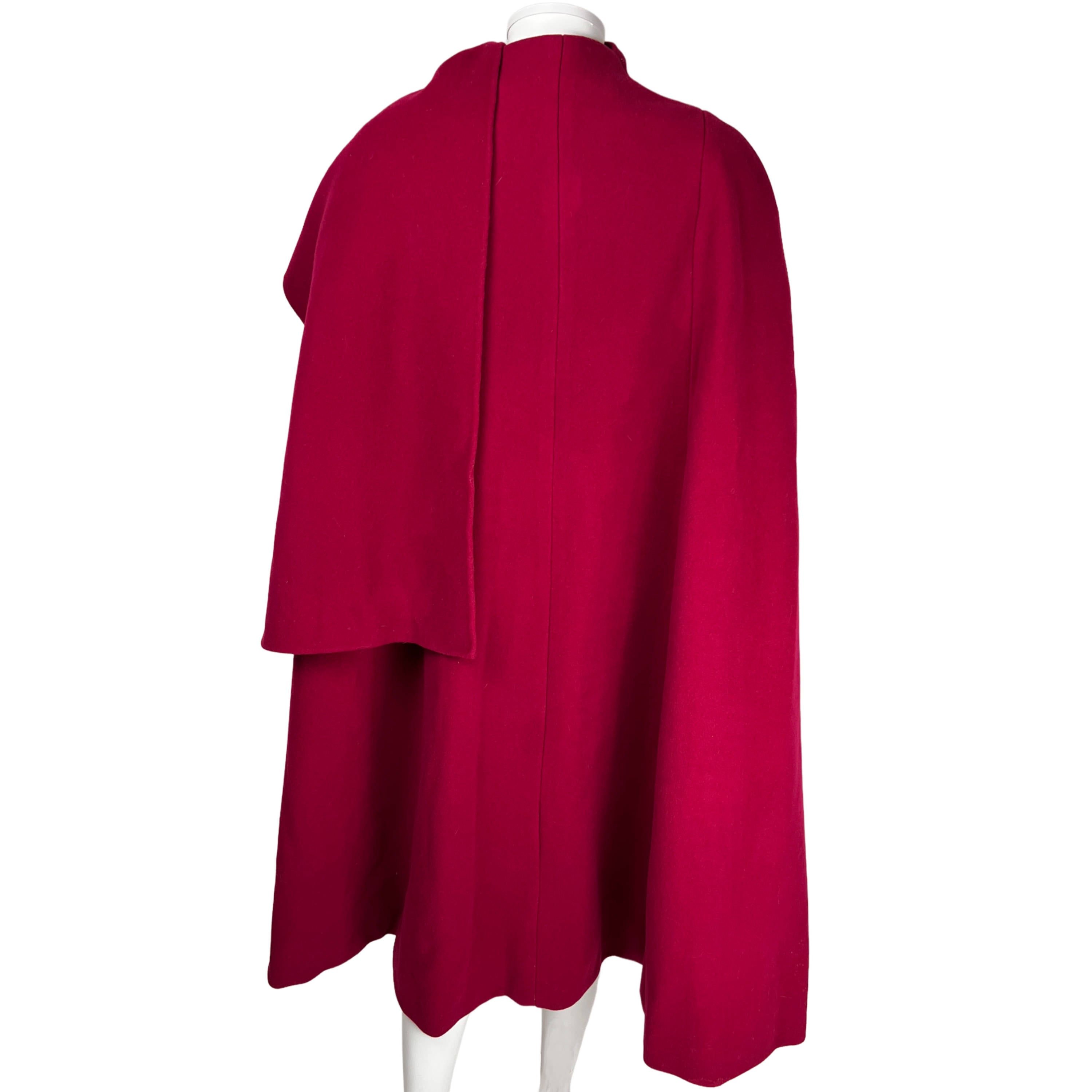 Vintage 1950s Red Wool Cape Made in England Size M