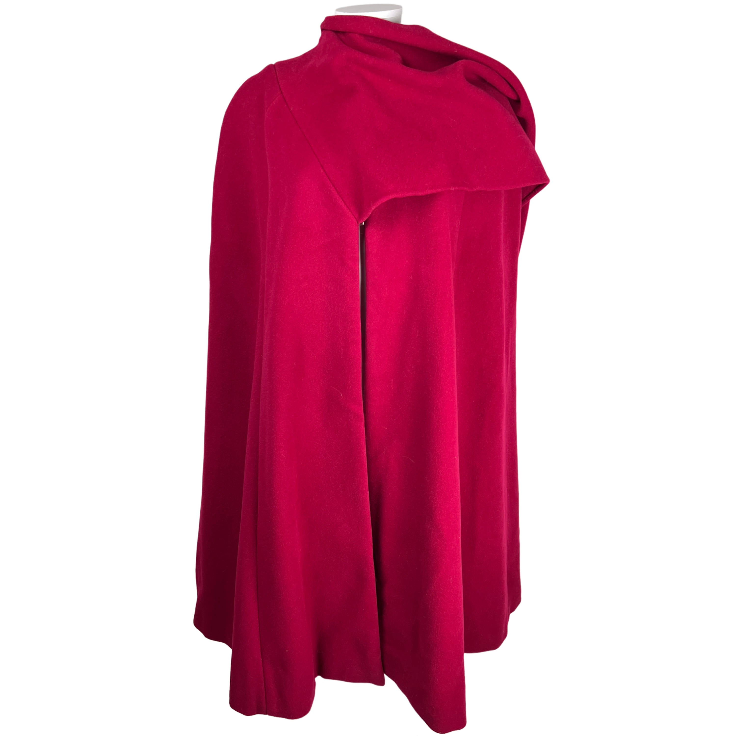 Vintage 1950s Red Wool Cape Made in England Size M