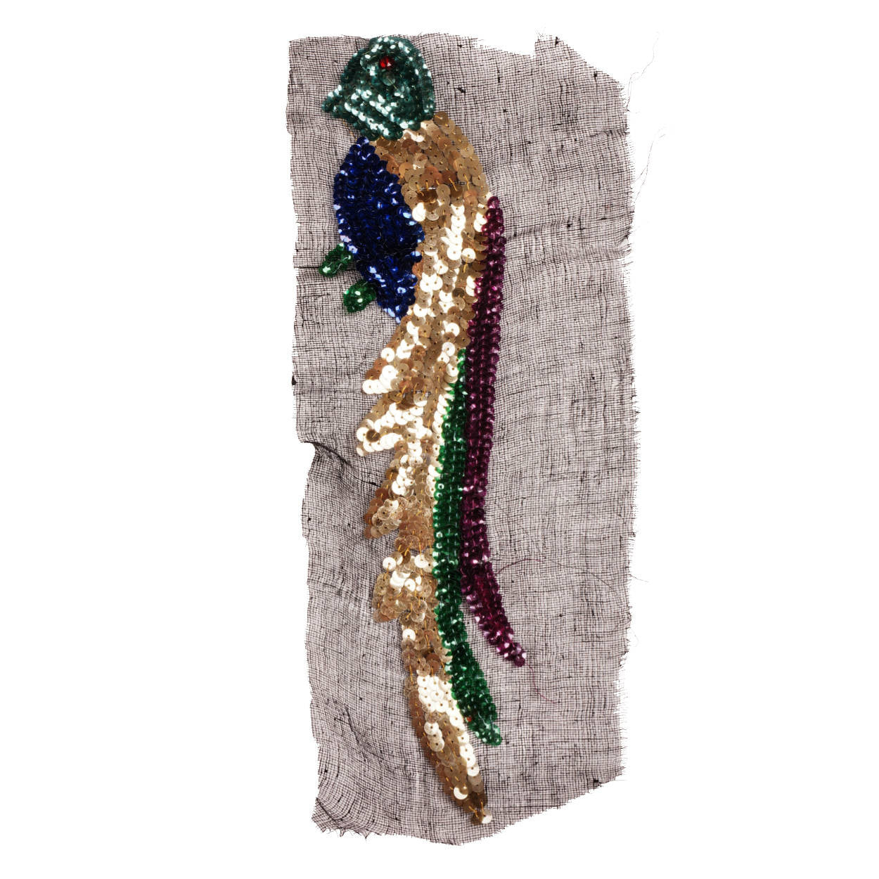 Vintage Sequin Parrot Applique 1940s Hand Sewn Unused NOS Large