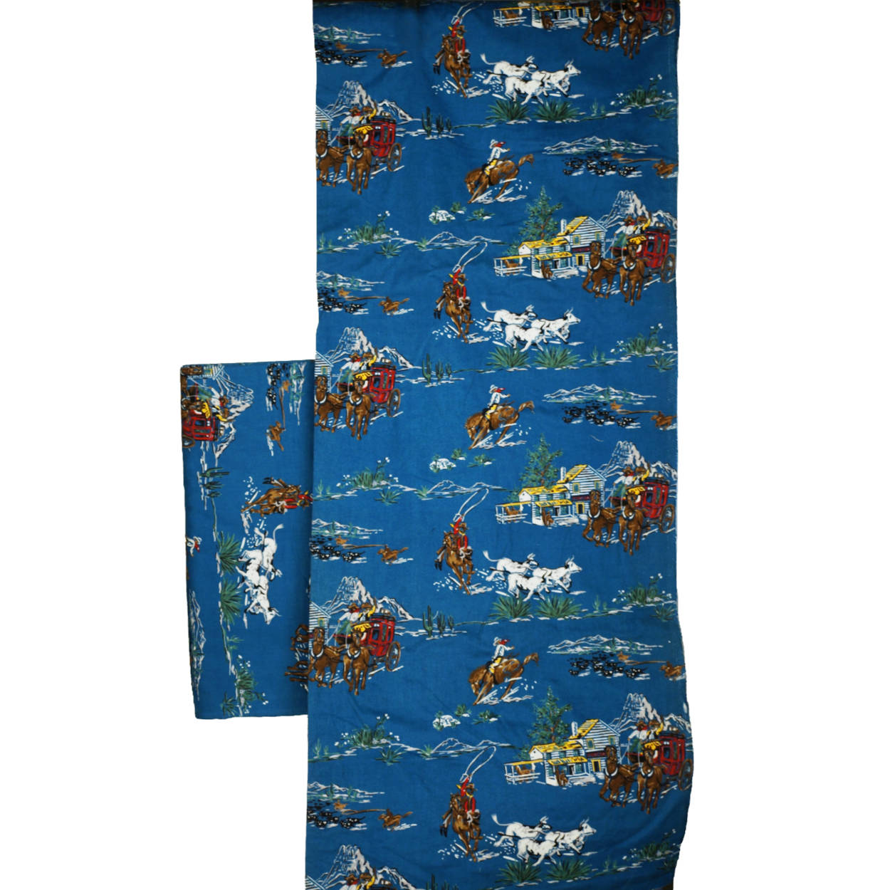 Vintage 1950s Unused Fabric Western Novelty Cowboy Print Cotton Flannel ...