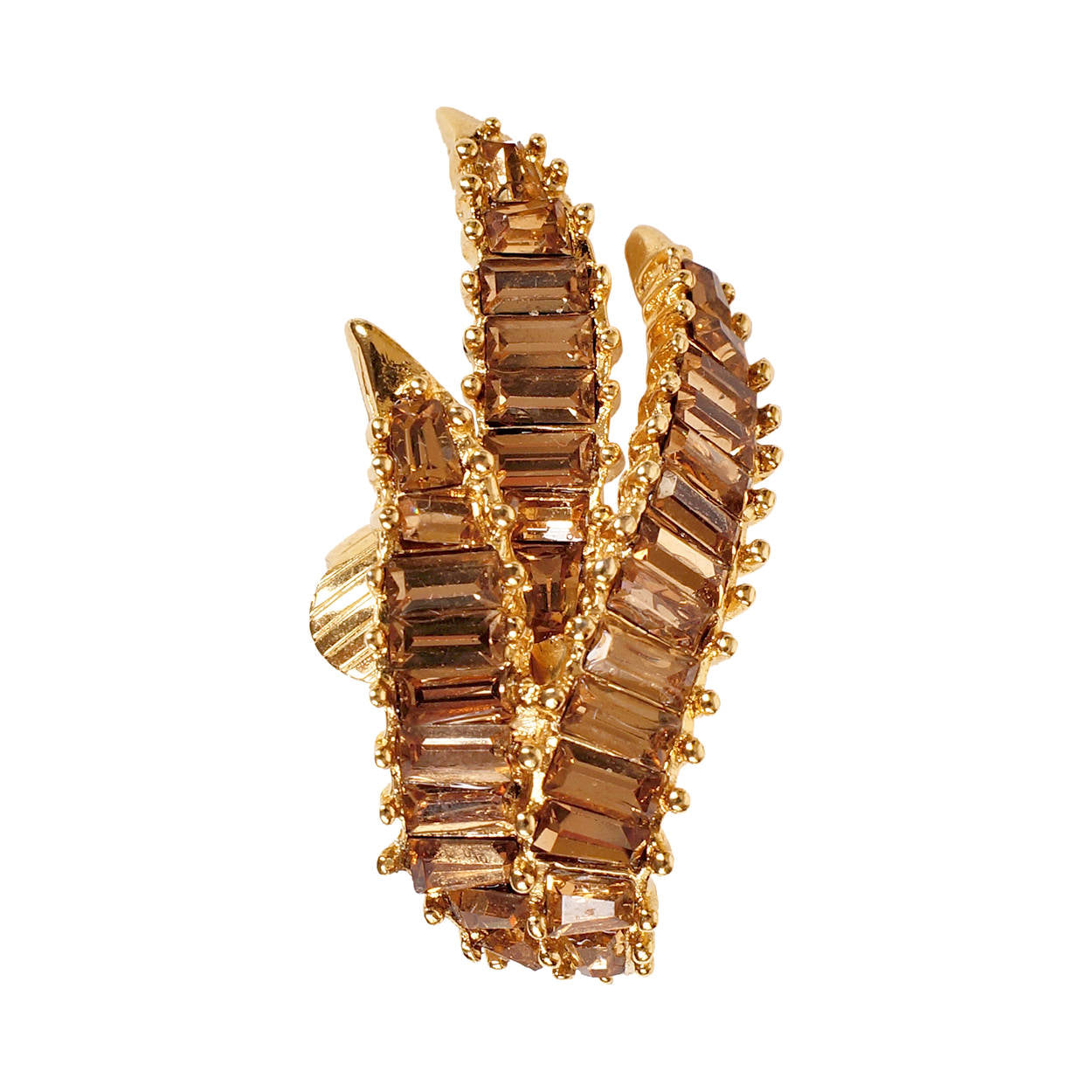 Vintage Hattie Carnegie Brooch - Rhinestone & Gold Toned Leopard Head