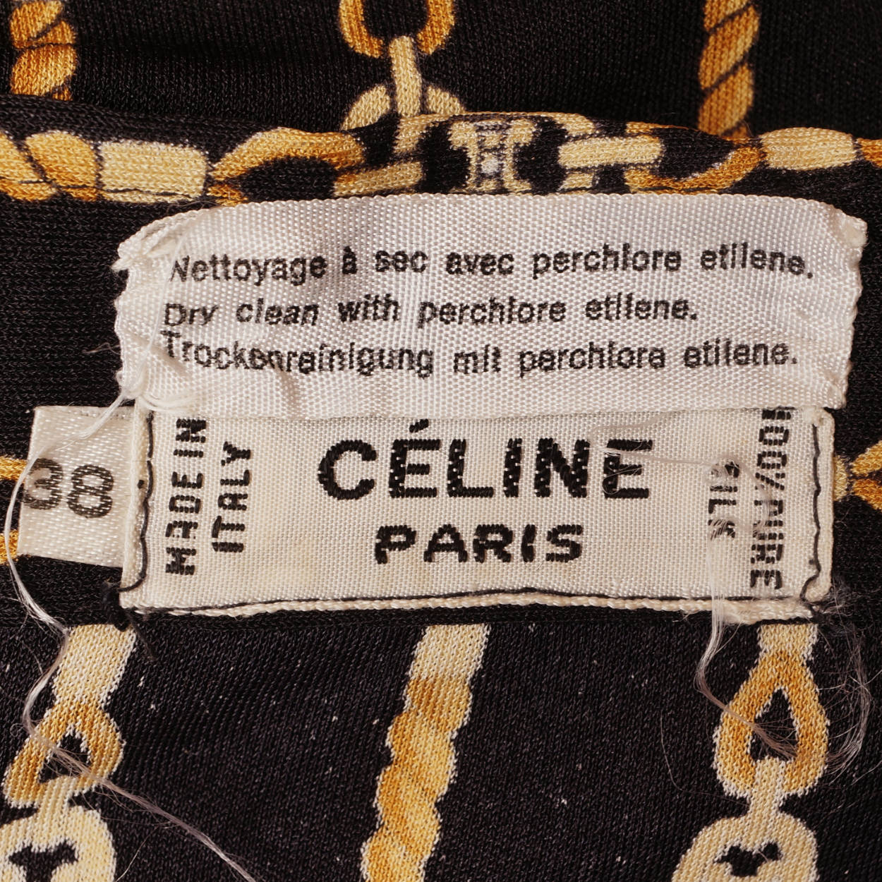 Vintage Celine Paris Black Silk Jersey Shirt Blouse 1970s Chain Pattern ...