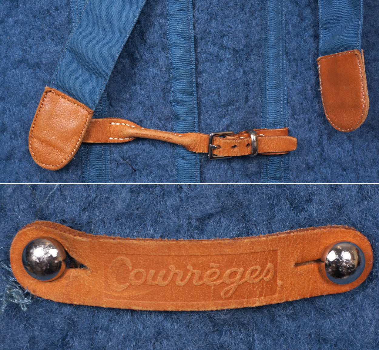 Vintage 70s Andre Courreges Paris Blue Wool Coat Size S