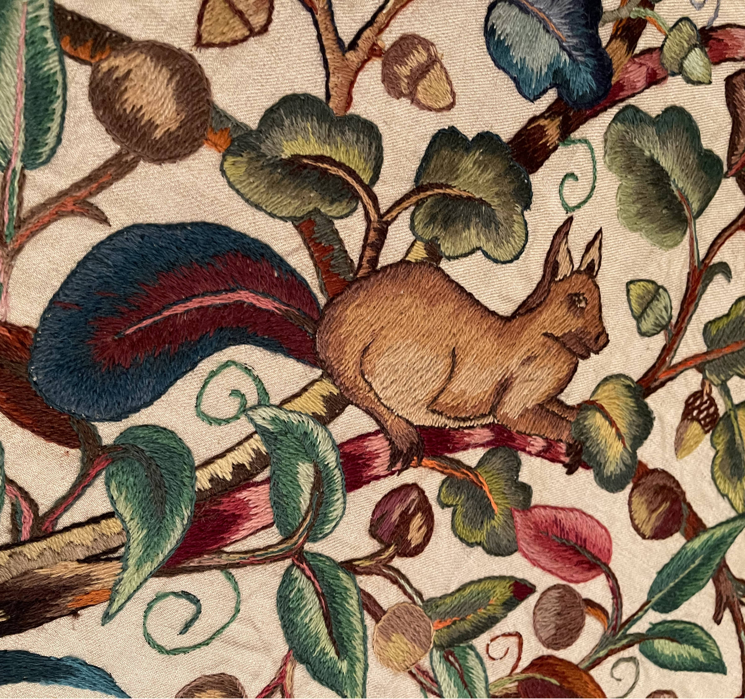 Vintage 1920s Crewel Embroidery Bedspread Embroidered Linen