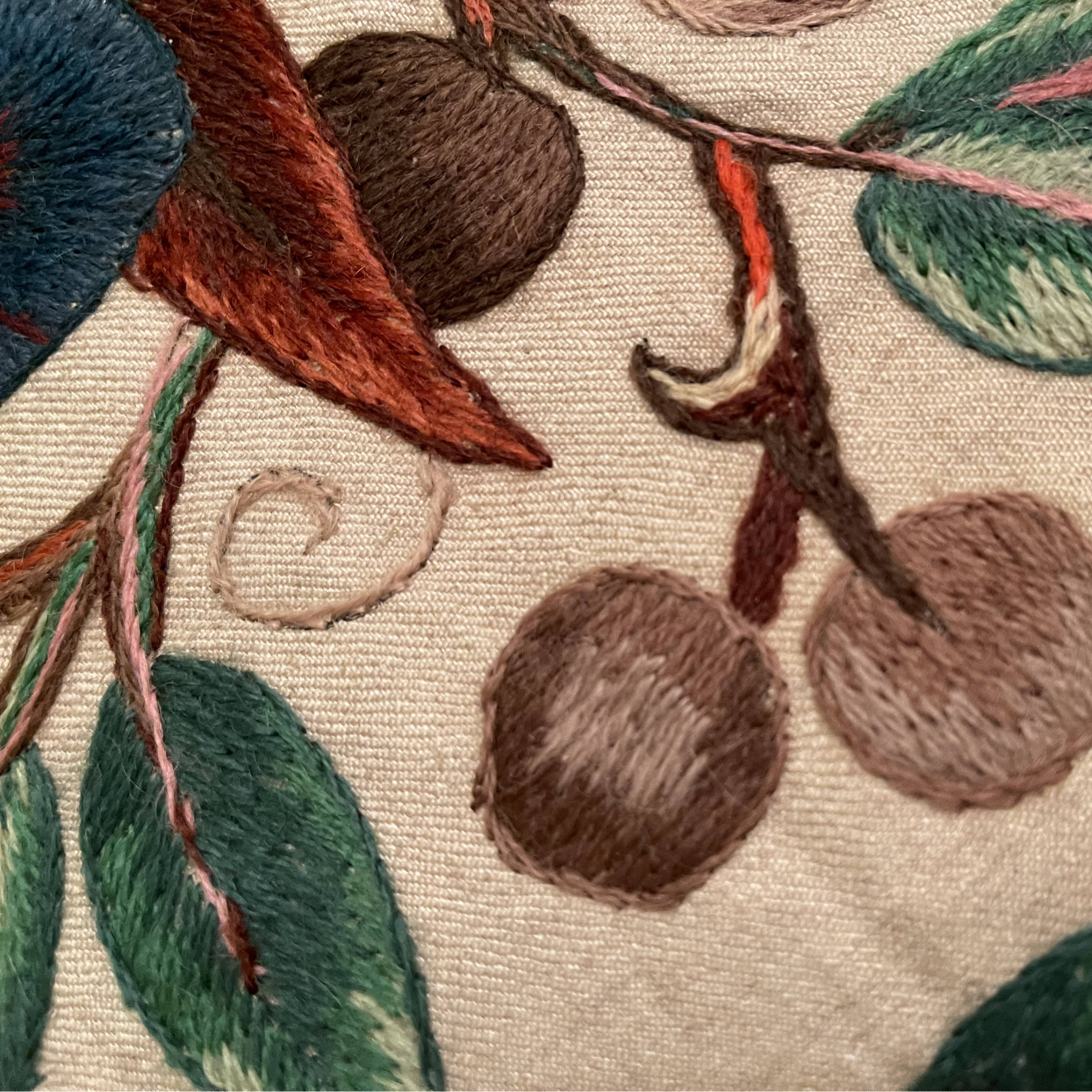 Vintage 1920s Crewel Embroidery Bedspread Embroidered Linen