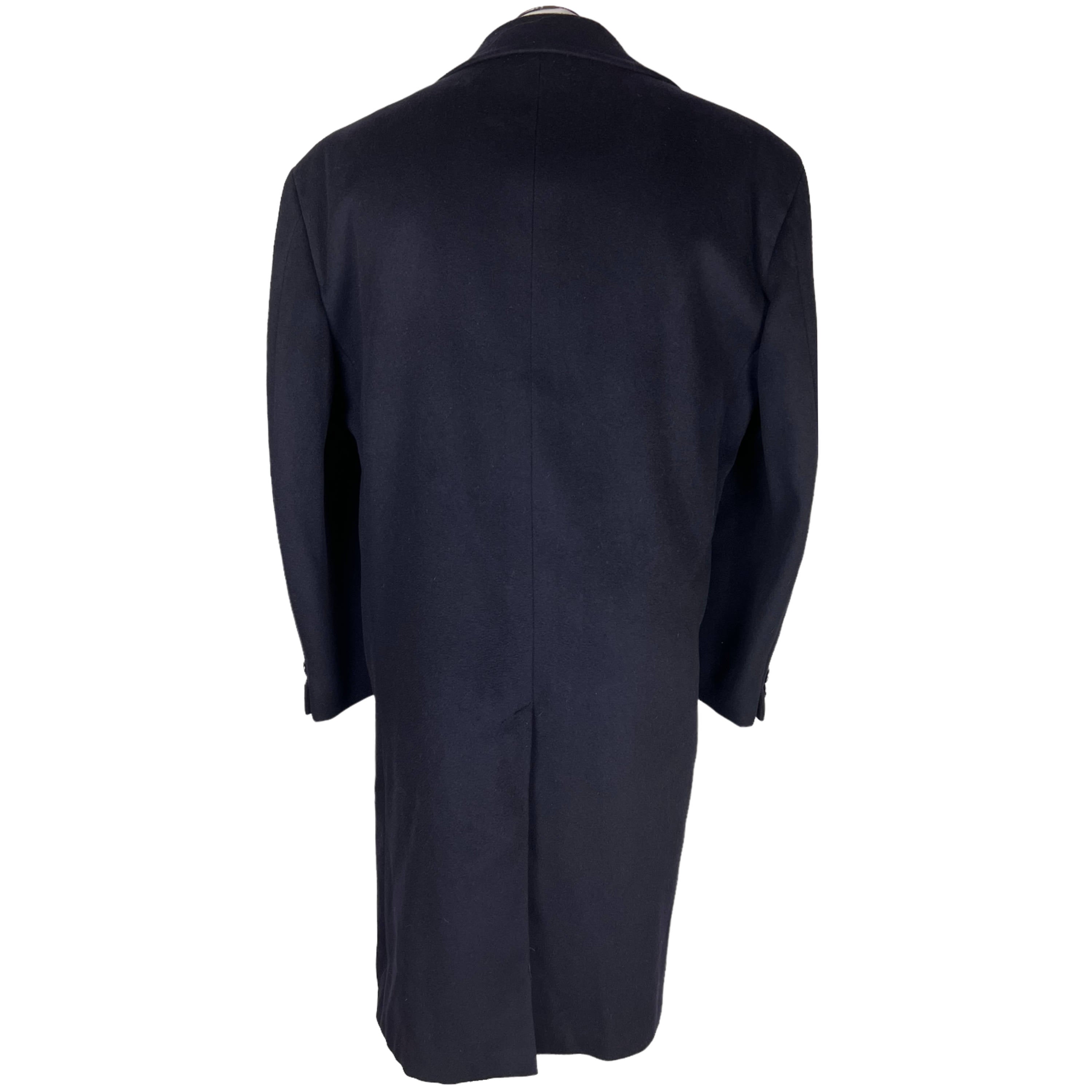 1970s Vintage Crombie Overcoat Navy Blue Wool Coat Date 1975