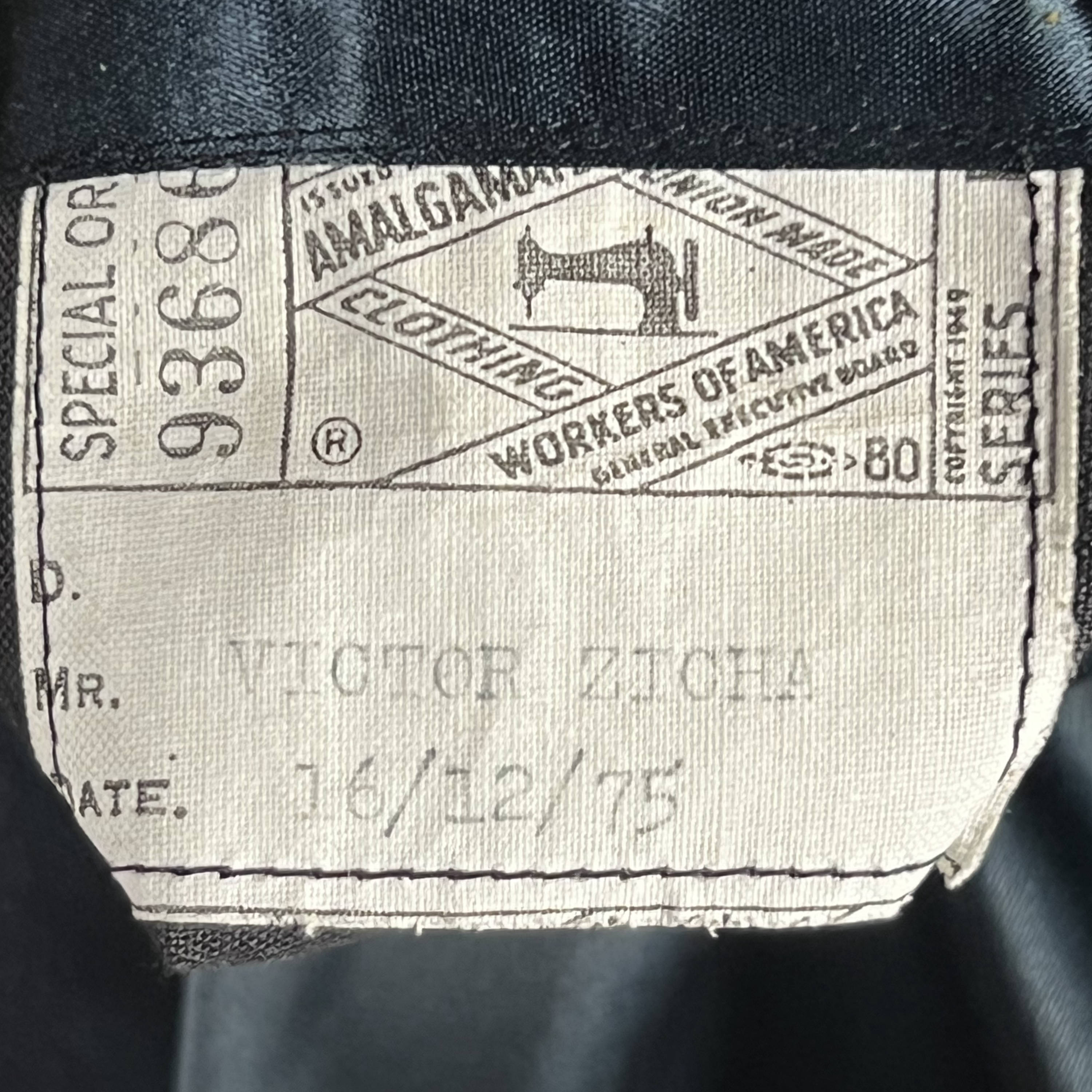 1970s Vintage Crombie Overcoat Navy Blue Wool Coat Date 1975