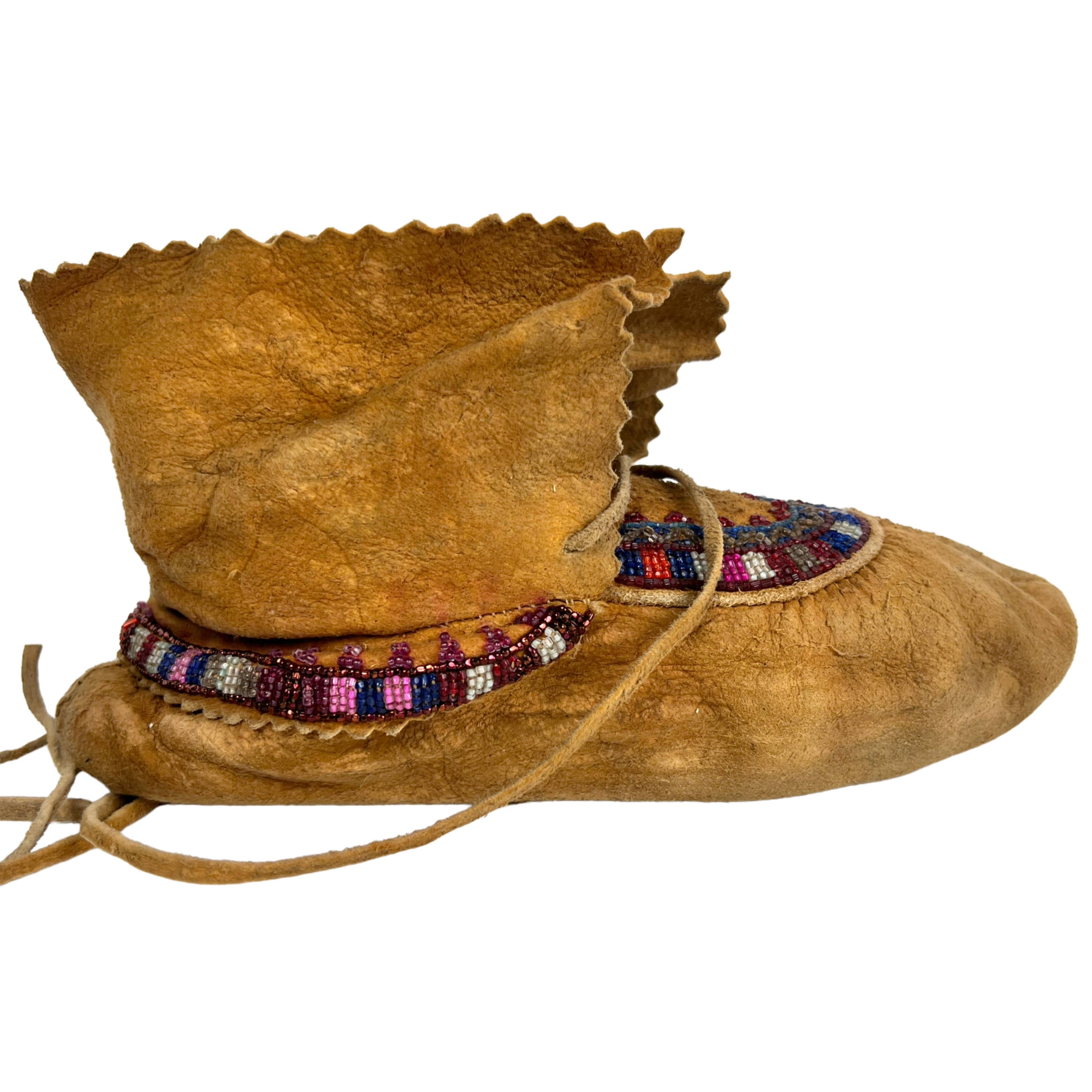 Antique Canadian First Nations Moccasins Native Indian Beaded Leather