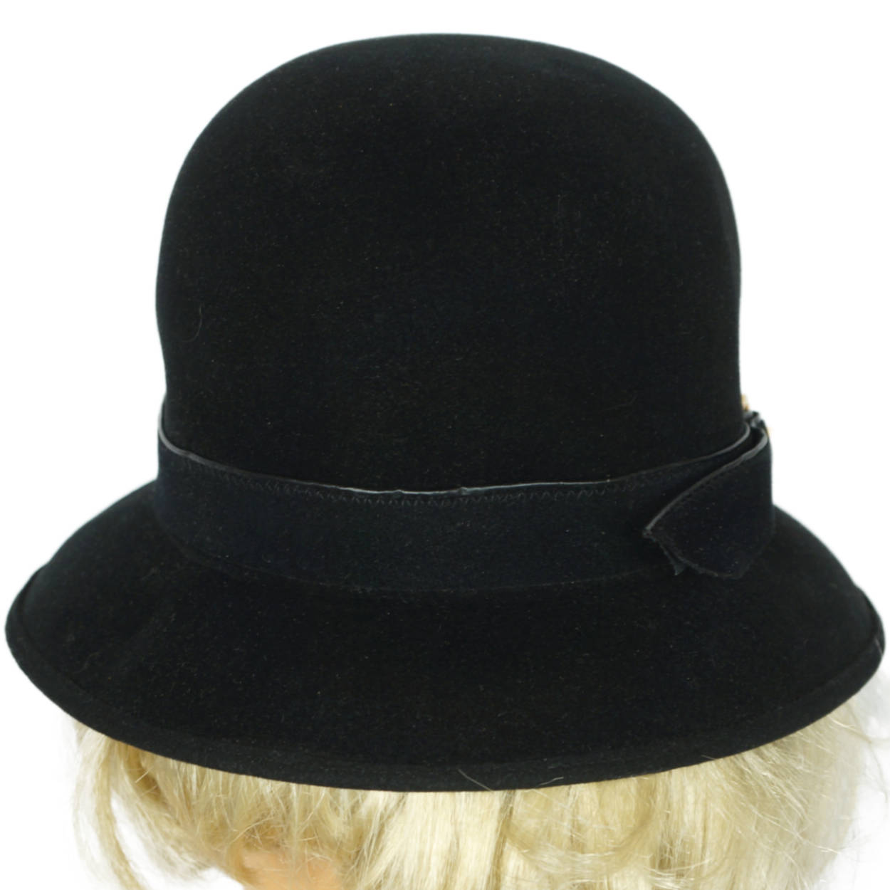 Vintage 60s Mod Bucket Hat by Flechet Black Velvet Fur Felt