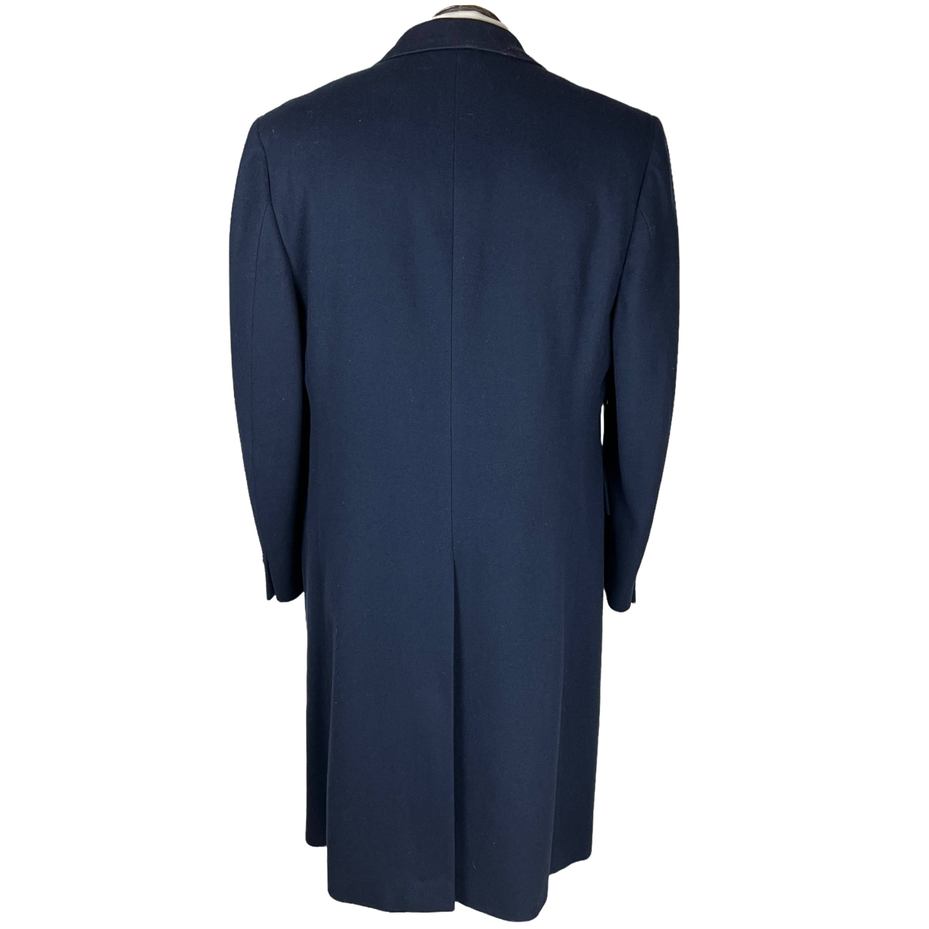 Vintage 1970s Overcoat Blue Wool Mens Coat Size L