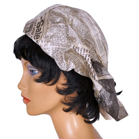 Vintage 1960s Silk Beret Hat - Newspaper Print by Graham Smith - Rare ...