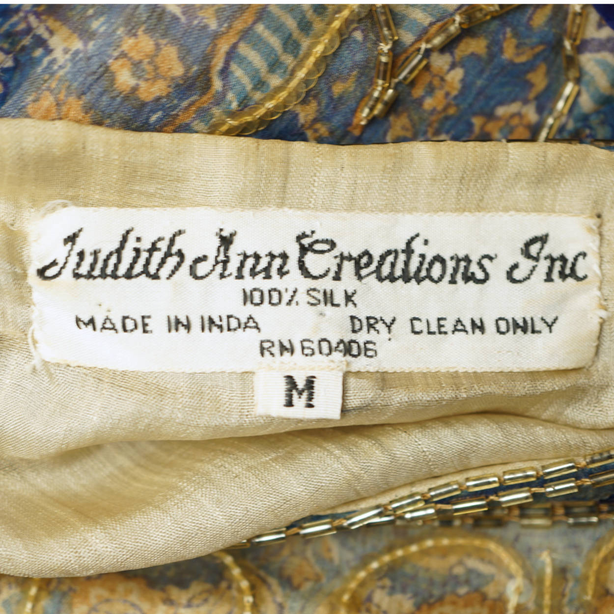 Vintage 1970s Judith Ann Creations Indian Silk Dress Sequinned Beaded ...