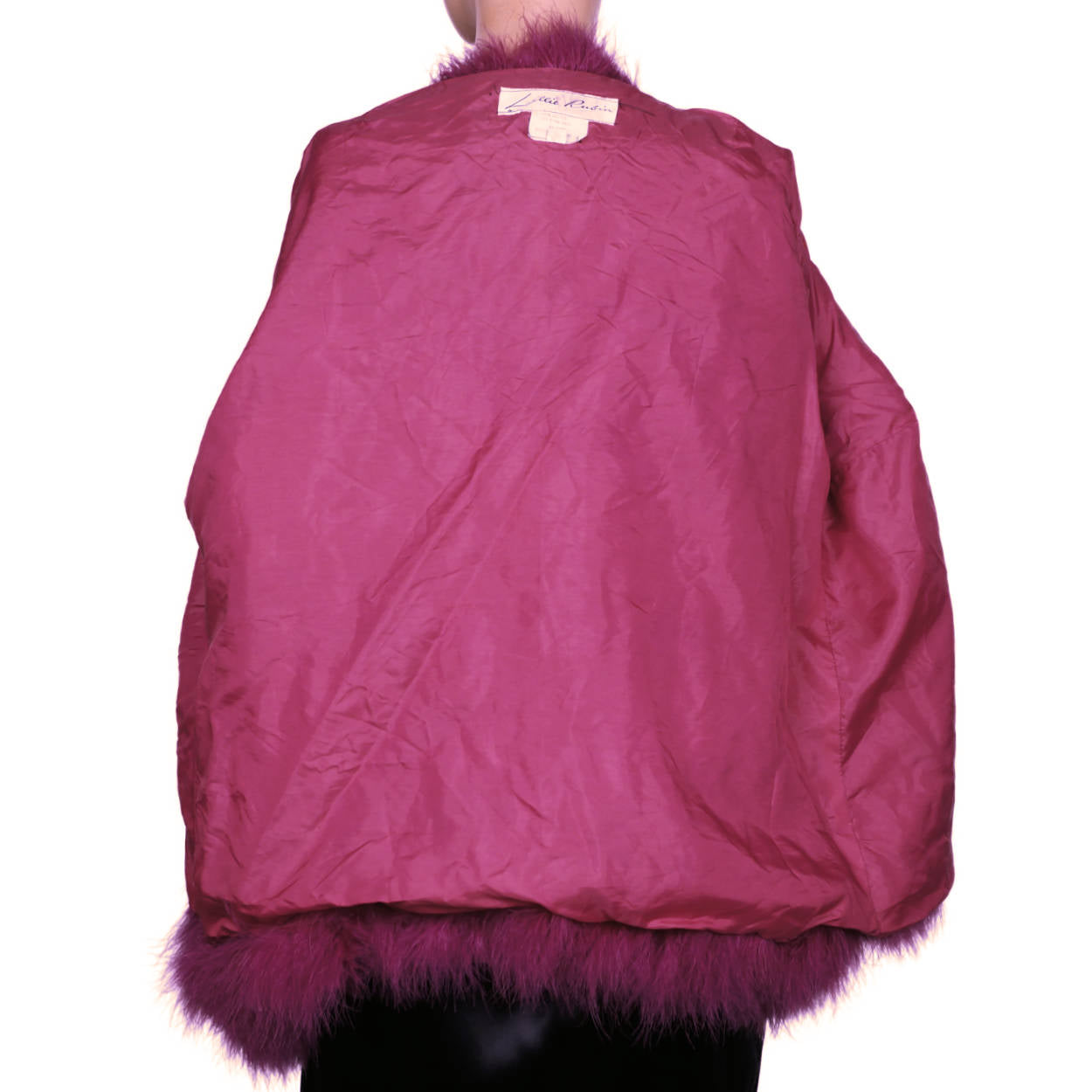 Vintage Lillie Rubin Marabou Feather Disco Jacket Violet Pink Size 12 Large
