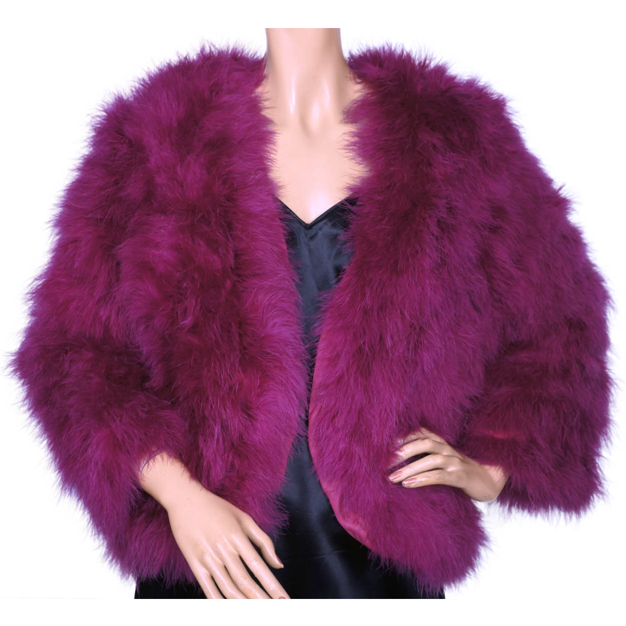 Vintage Lillie Rubin Marabou Feather Disco Jacket Violet Pink Size 12 Large
