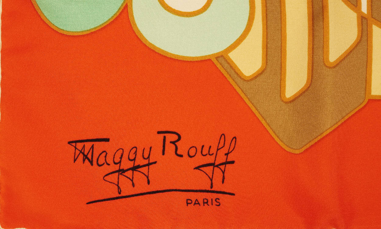 Vintage Mod 1960s Maggy Rouff Paris Silk Twill Scarf Made in France