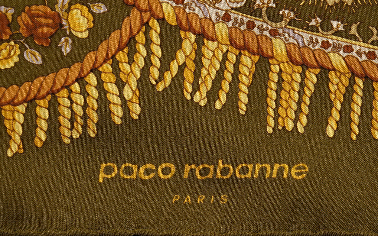 Vintage Paco Rabanne Paris Silk Scarf Floral Pattern