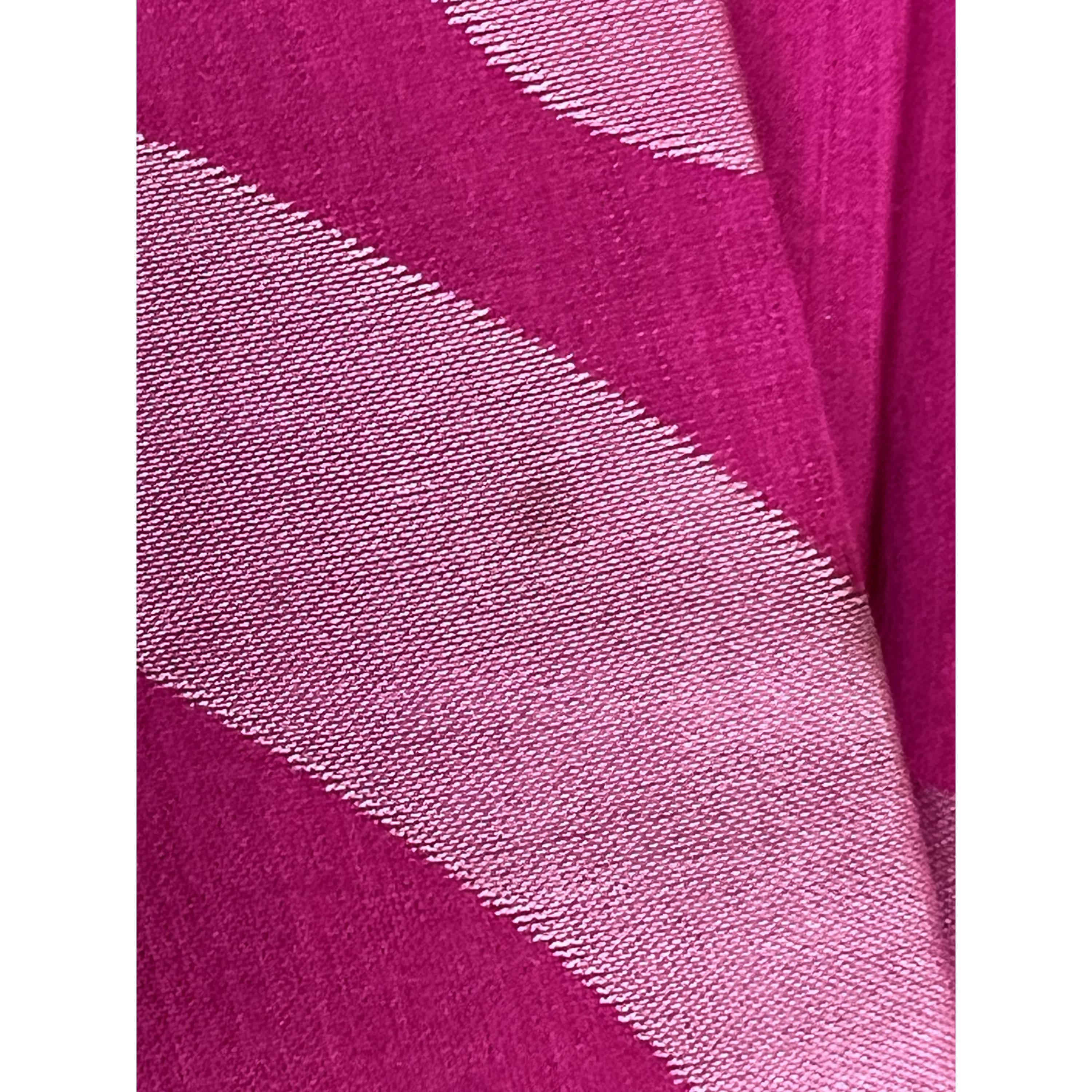 Vintage Japanese Silk Kimono Hot Pink w Satin Swirl Pattern