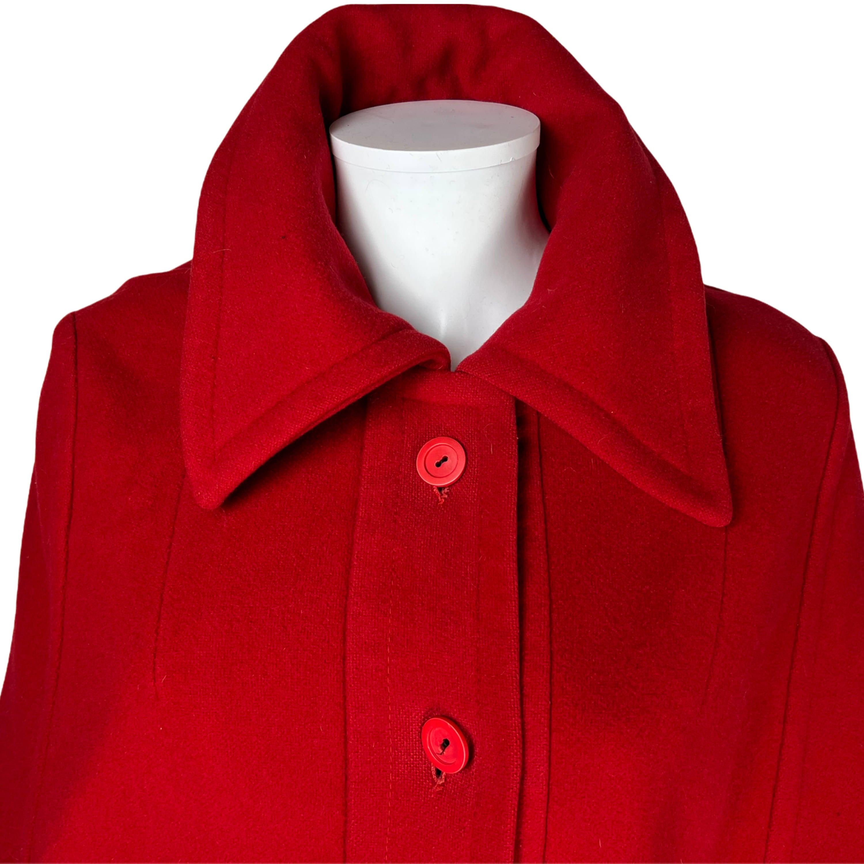 Vintage 1960s Red Wool Cape by Raymond of London Sz S M