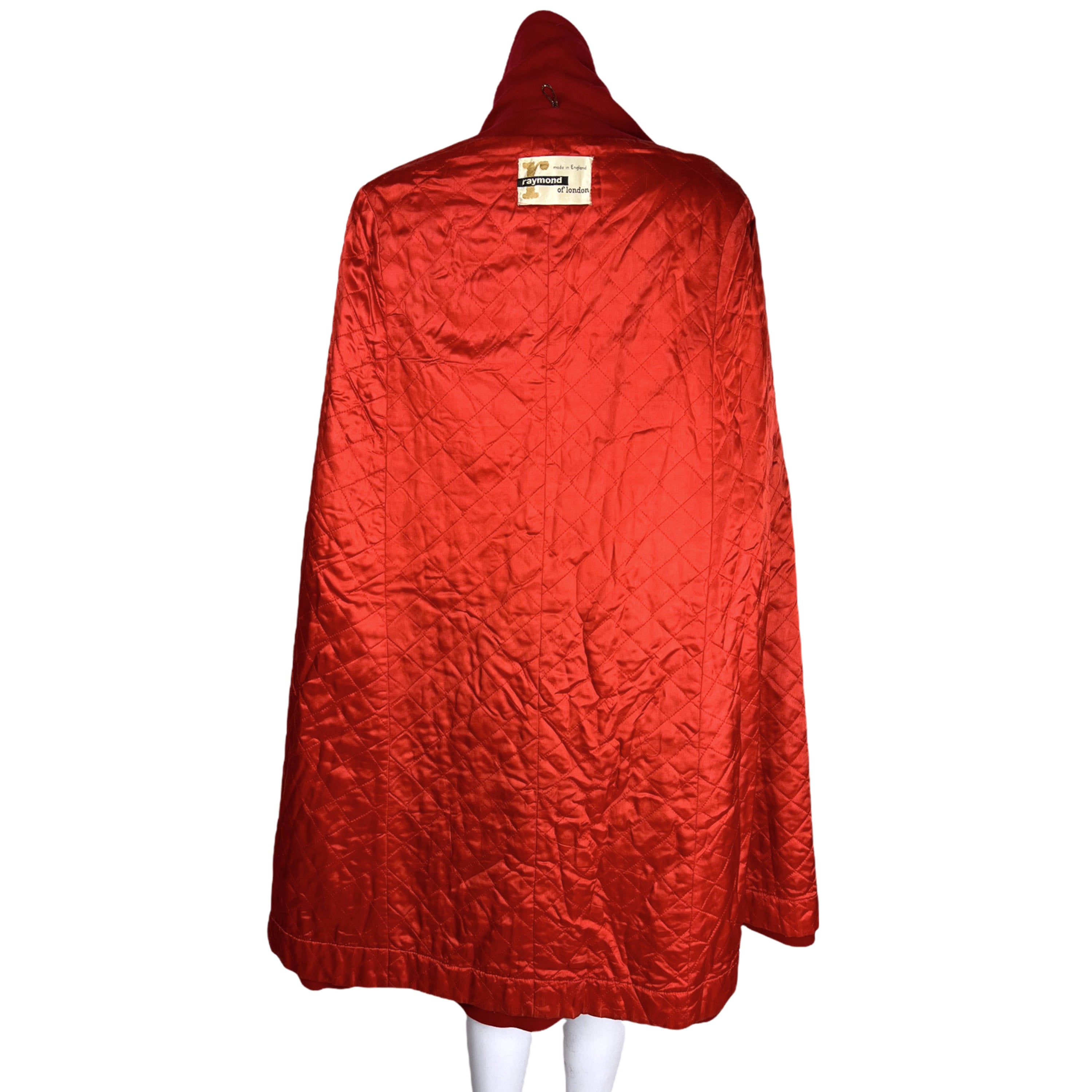Vintage 1960s Red Wool Cape by Raymond of London Sz S M
