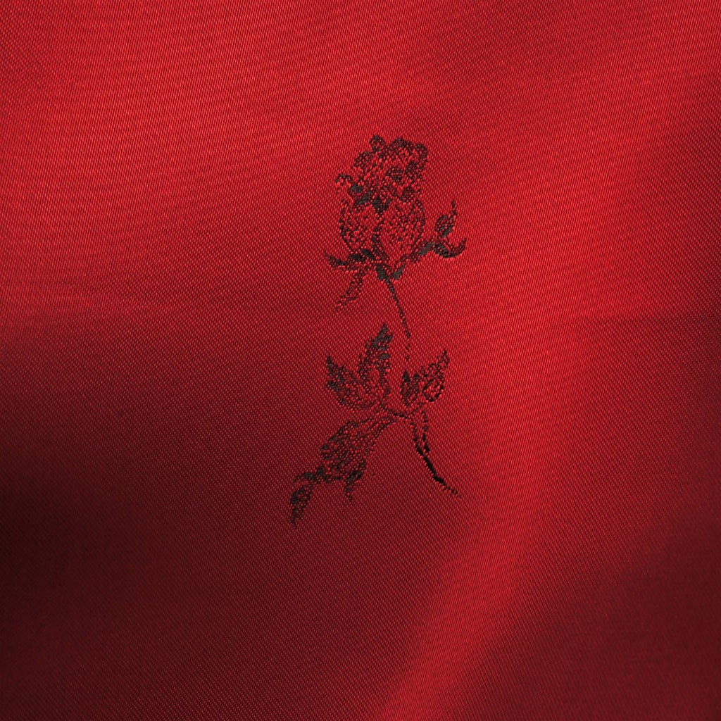 Vintage Red Sewing Fabric Fur Coat Lining 1950s Rose Woven Motif appro ...