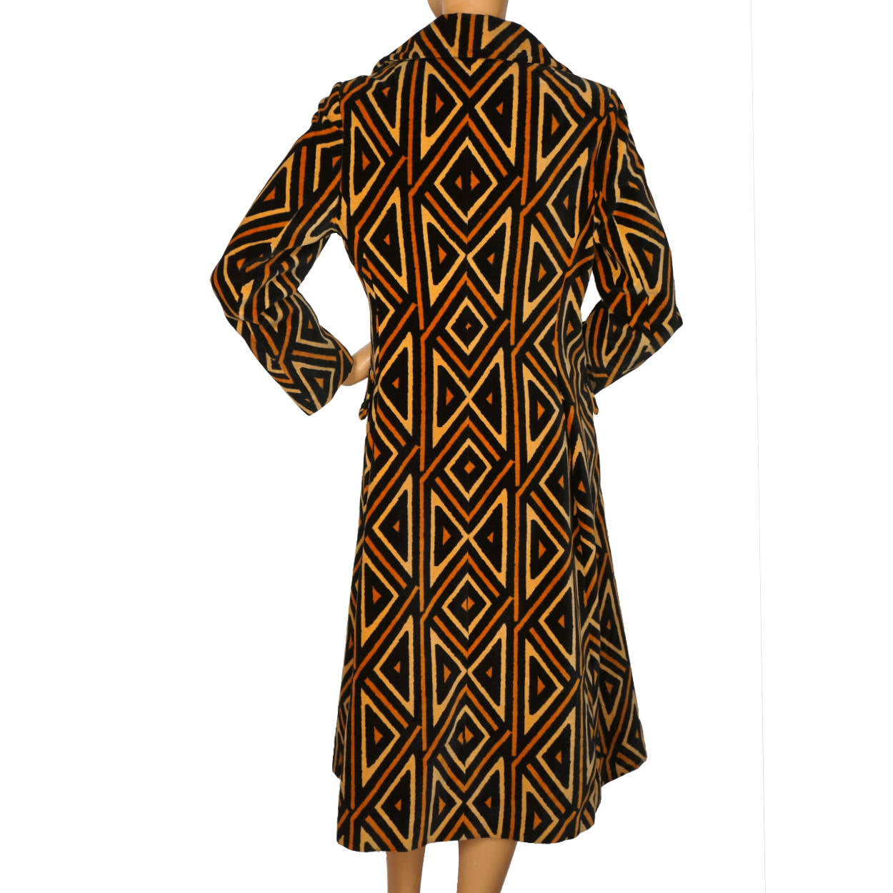 Vintage 1970s Roberta di Camerino Velvet Coat Geometric Pattern