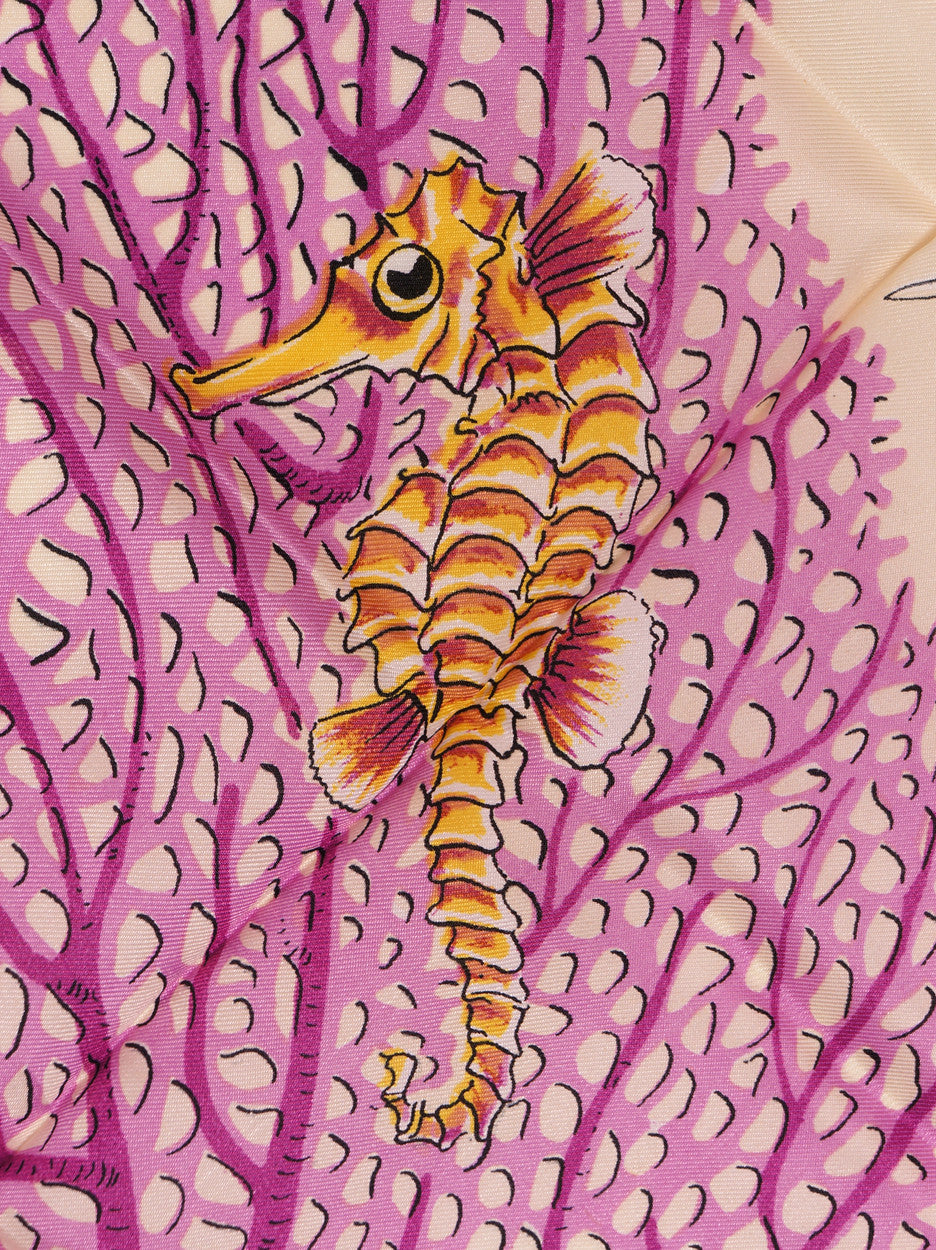 Vintage Unused Silk Scarf Reef Fish by Roy Taylor Bermuda for HA & E Smith
