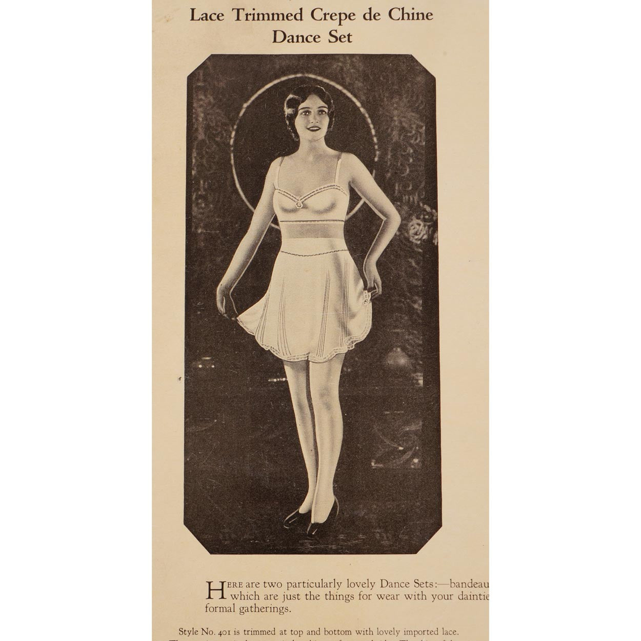 Vintage 1920s Flapper Dance Set Catalog Insert Shaugnessy Olovnit Lingerie