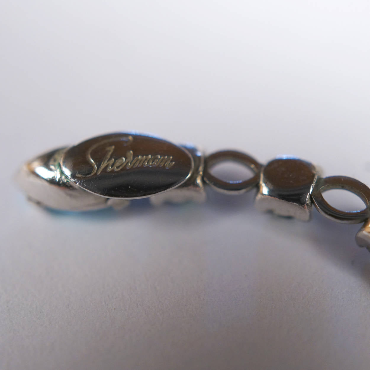 Vintage 1950s Sherman Necklace Aurora Blue Rhinestone AB 17 Inch