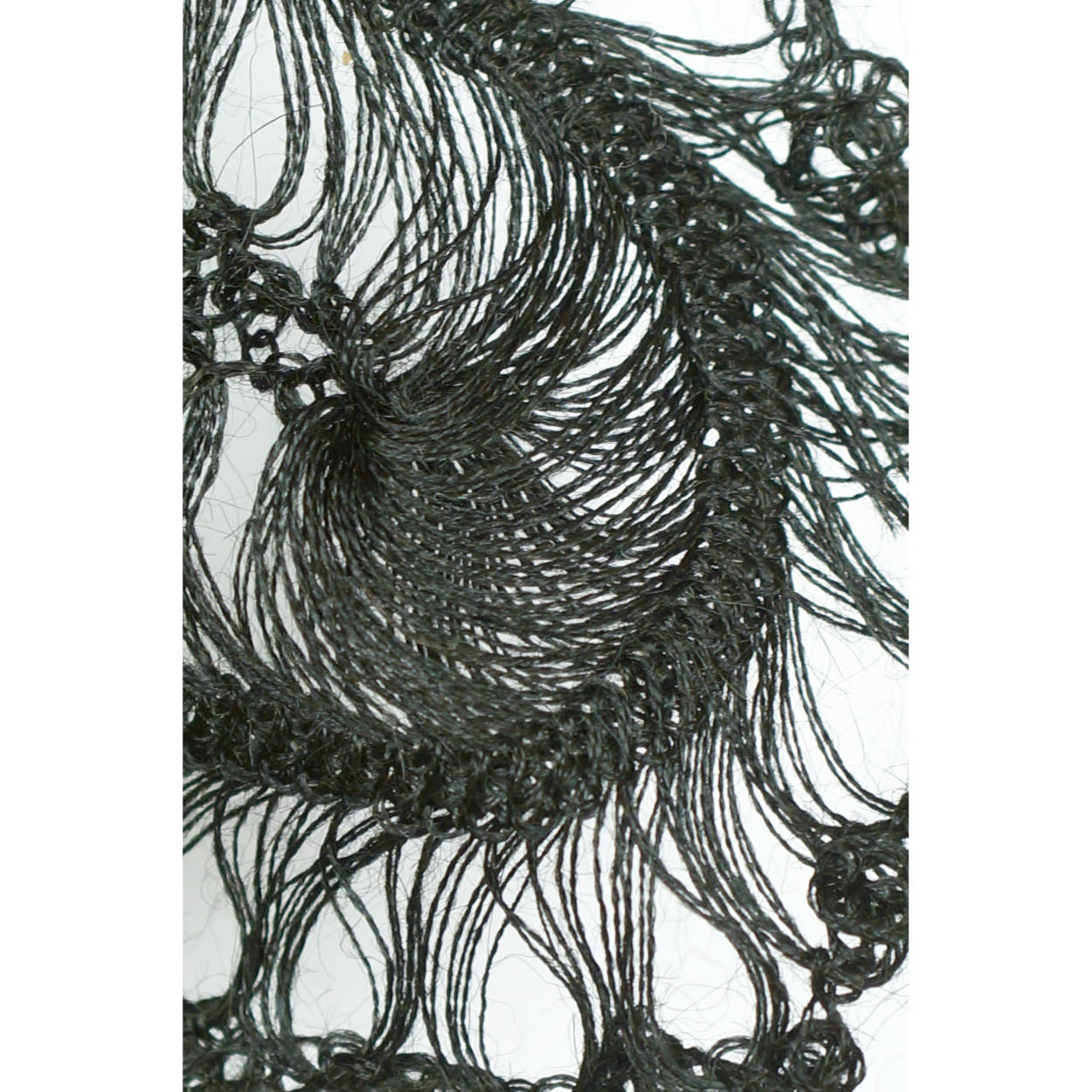 Antique Victorian Mourning Shawl Ring Knit Wool with Hairpin Edges