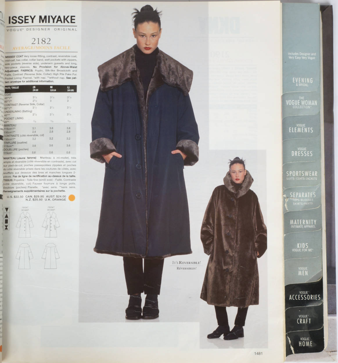 Vogue Pattern Book Store Counter Catalog December 1998 Designers ...